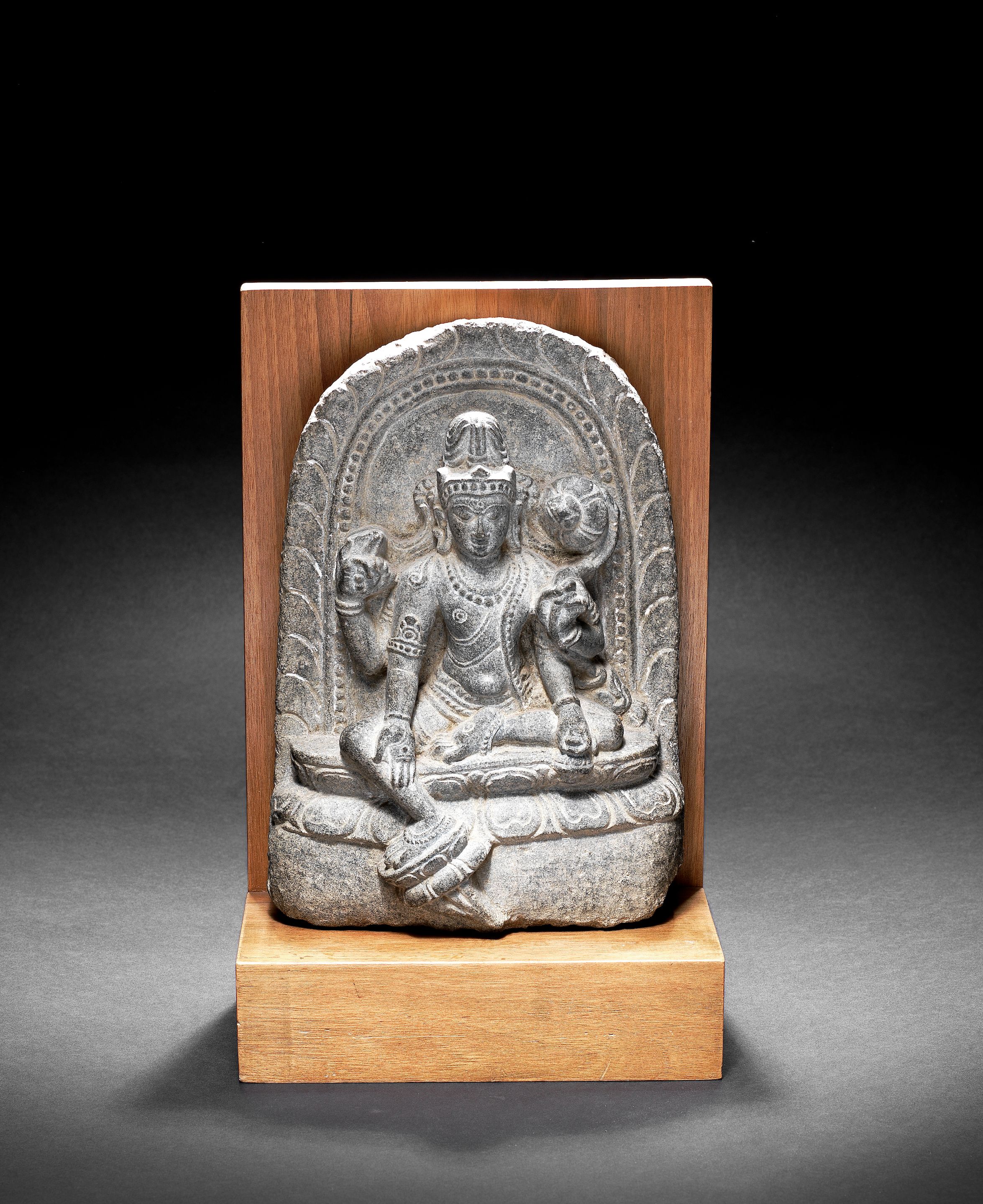 Bonhams : A Pala carved black stone stele of Padmapani Northeastern ...