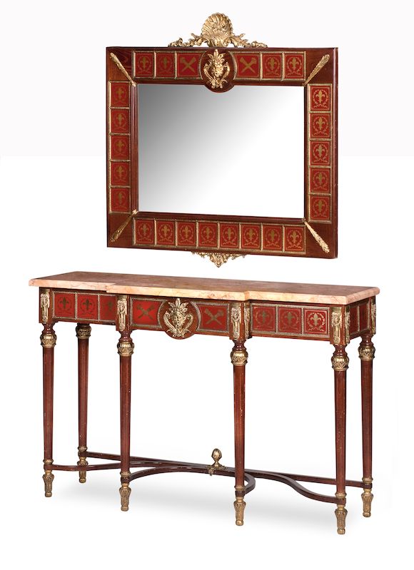 Bonhams : A marble topped breakfront console table and complimentary ...