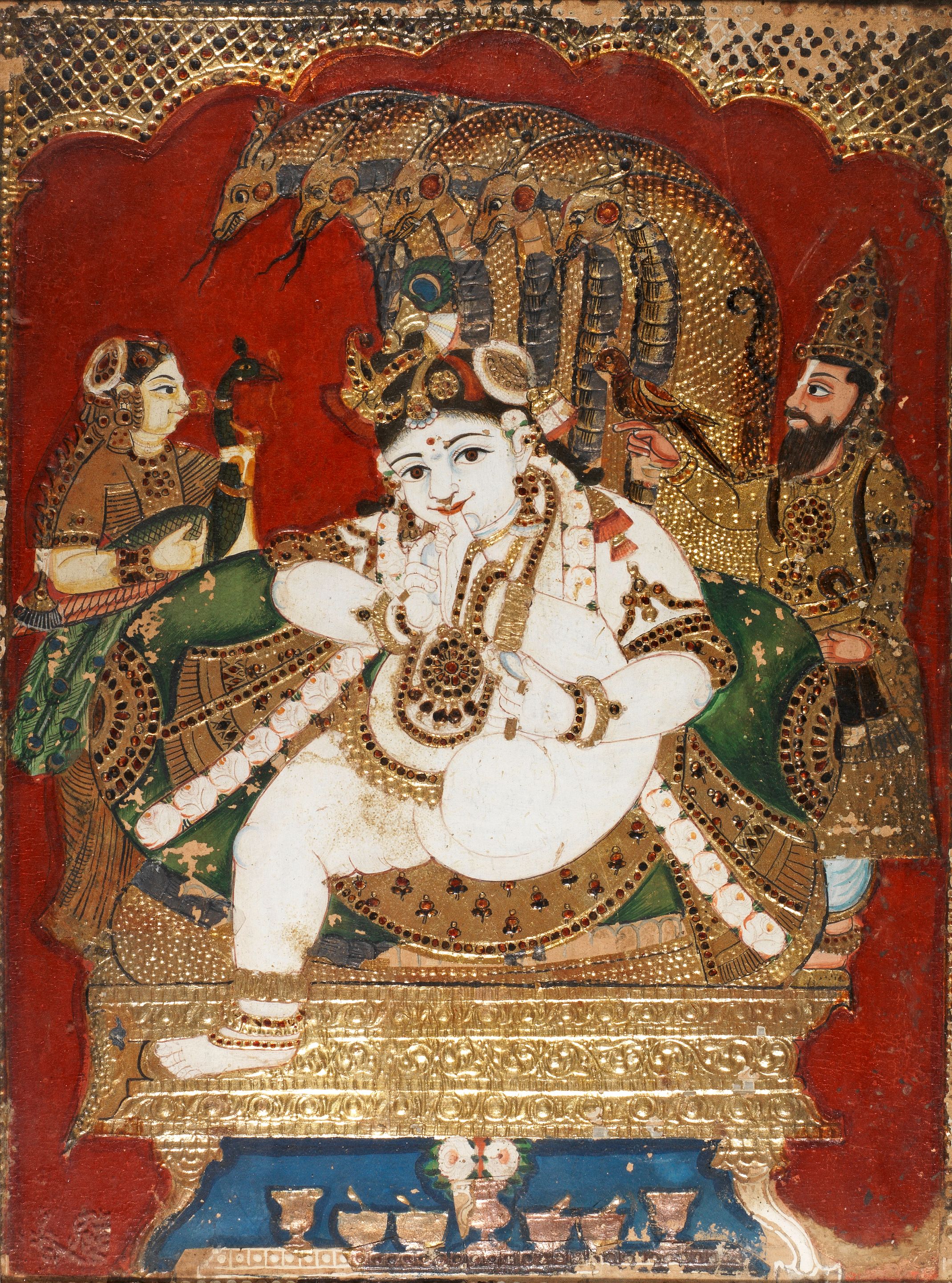 Bonhams : Krishna as a baby, enthroned, with the serpent Kaliya and ...