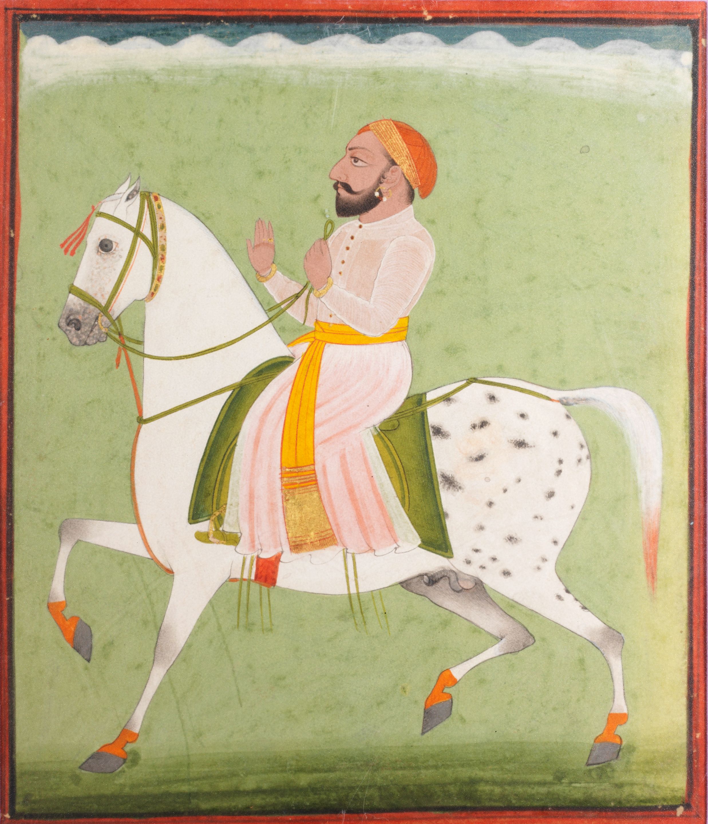Bonhams : A nobleman riding a white dappled horse Mewar, mid-18th Century