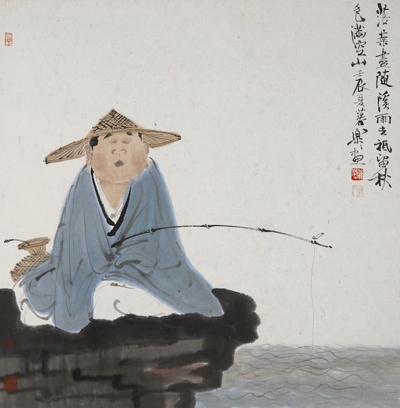 Bonhams : Xu Lele (b.1955) Fishing by Autumn River