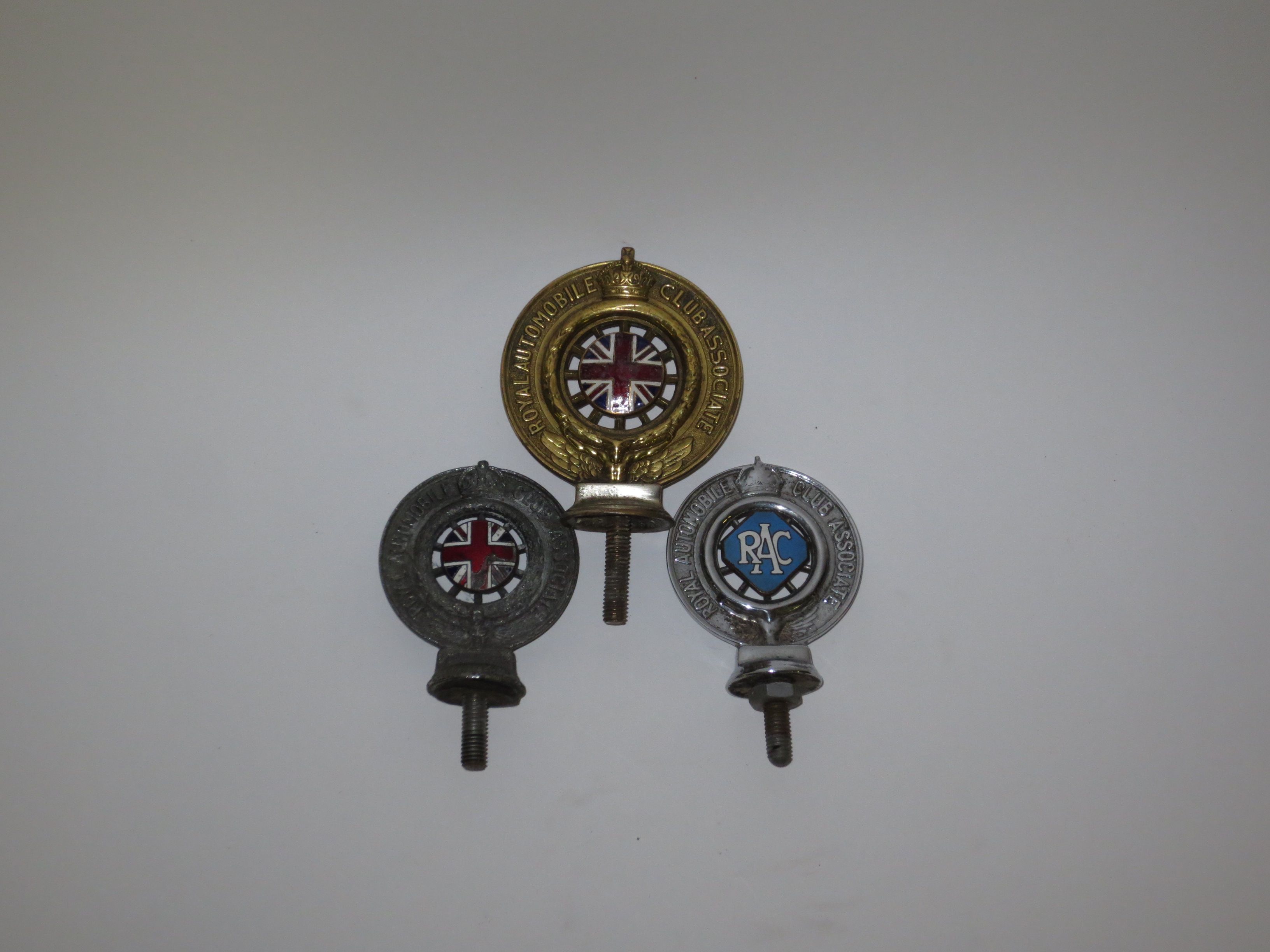 Bonhams Cars : Three RAC Associate Members badges,