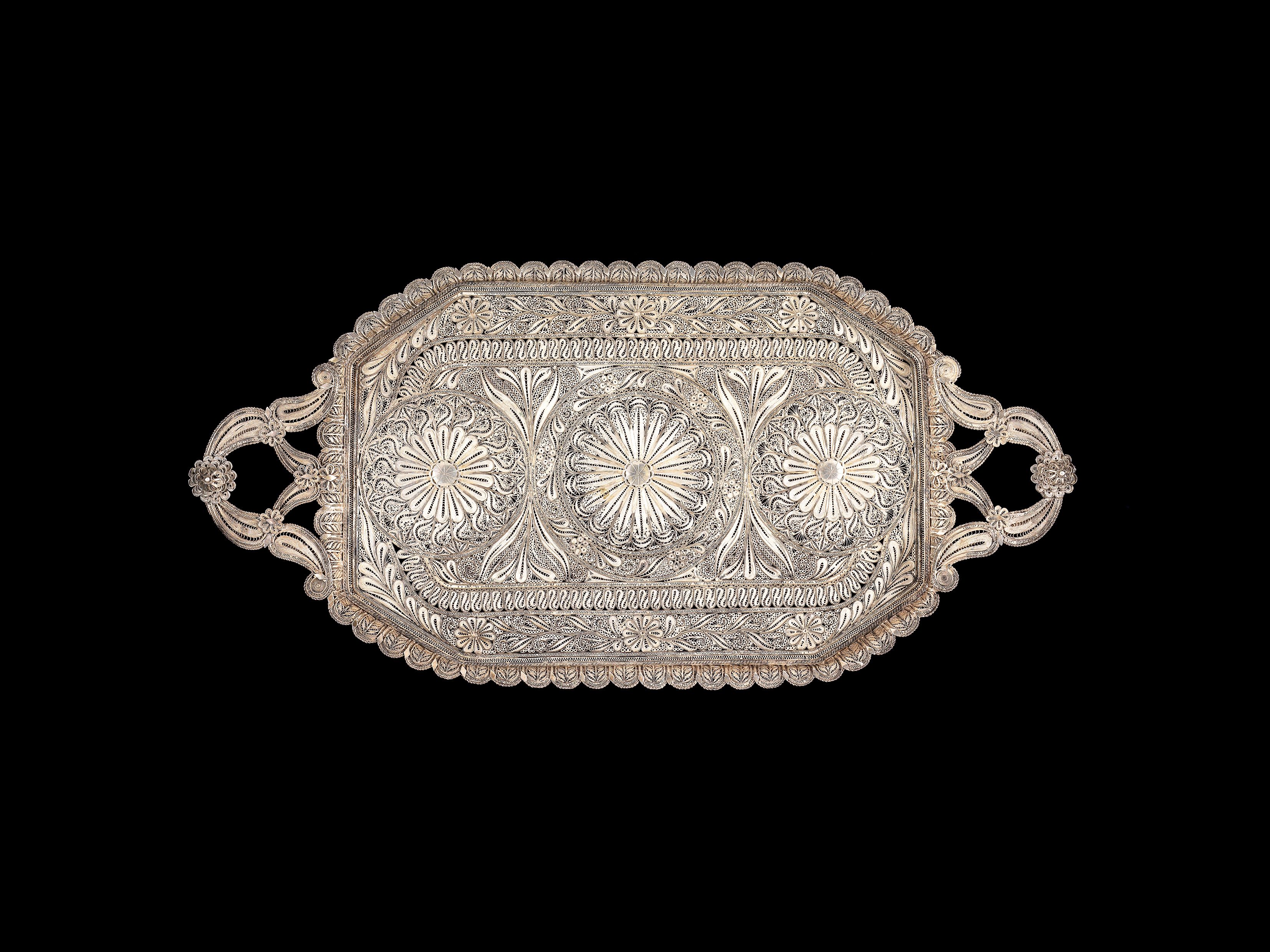 Bonhams : A silver filigree Tray Probably Cuttack, Orissa, 19th Century