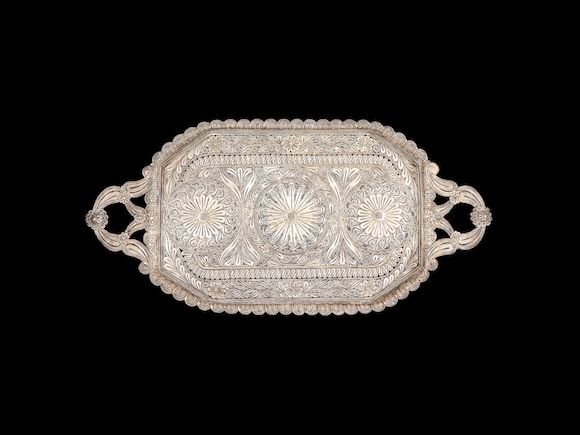 Bonhams : A silver filigree Tray Probably Cuttack, Orissa, 19th Century