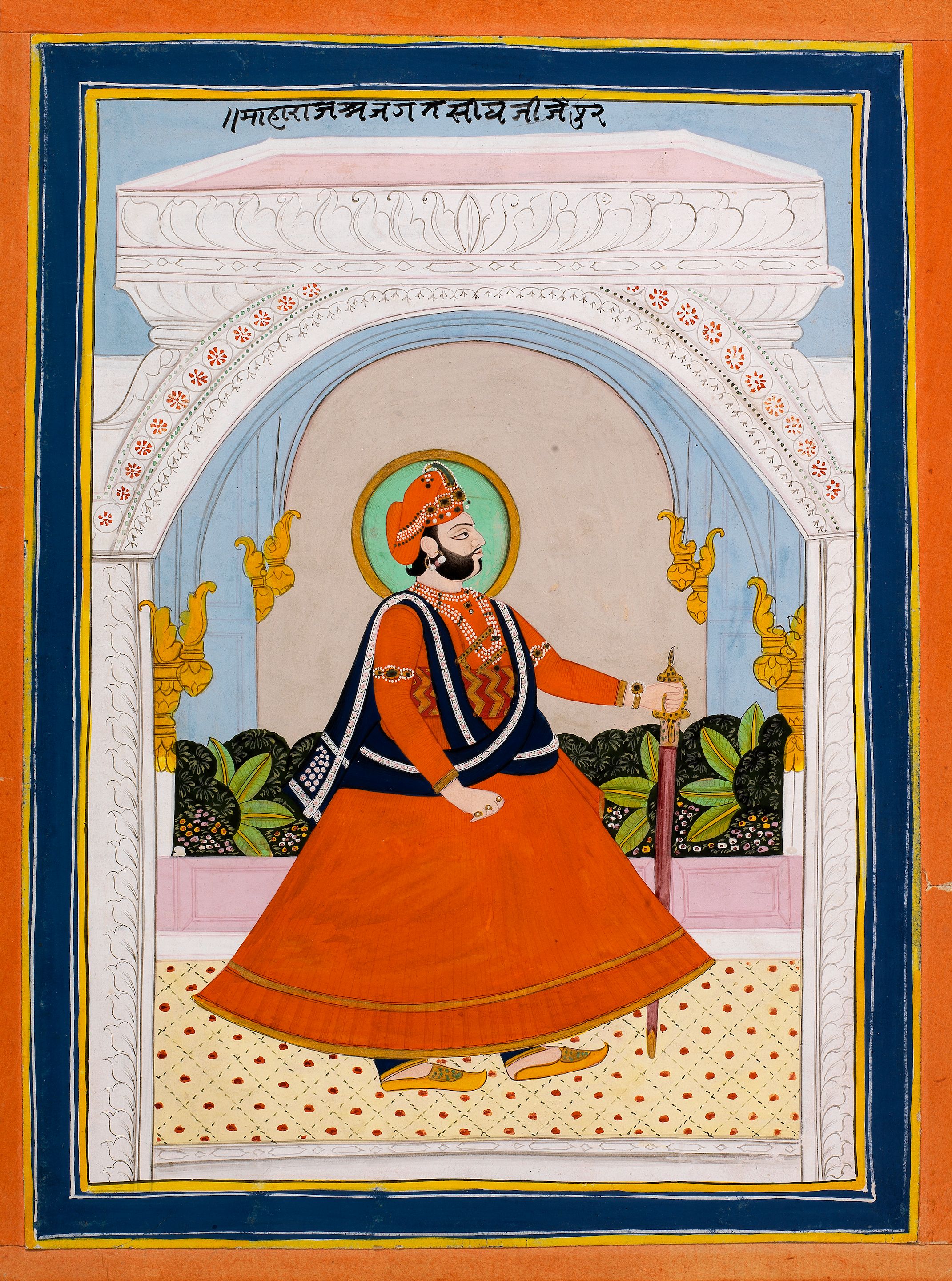 Bonhams : A ruler, perhaps Maharajah Jagat Singh of Jaipur, standing ...