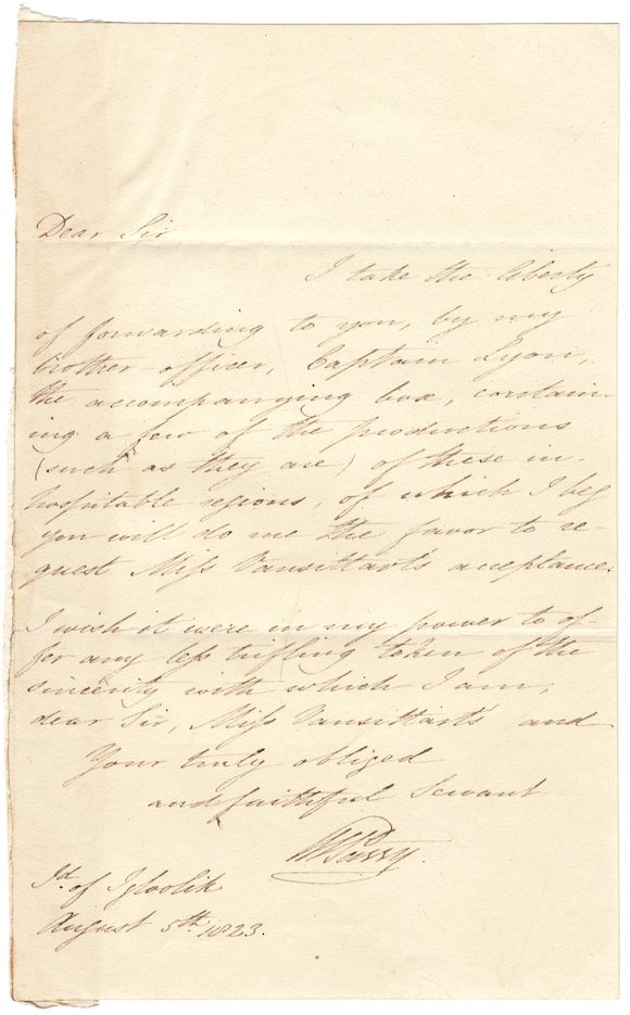 Bonhams : PARRY (WILLIAM EDWARD) Autograph letter signed ("WEParry ...