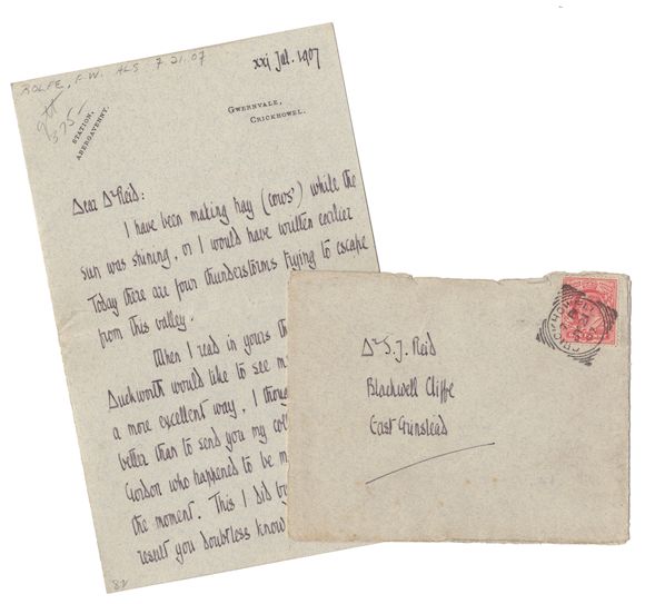 Bonhams : ROLFE (FREDERICK WILLIAM) 'Baron Corvo' Autograph letter ...