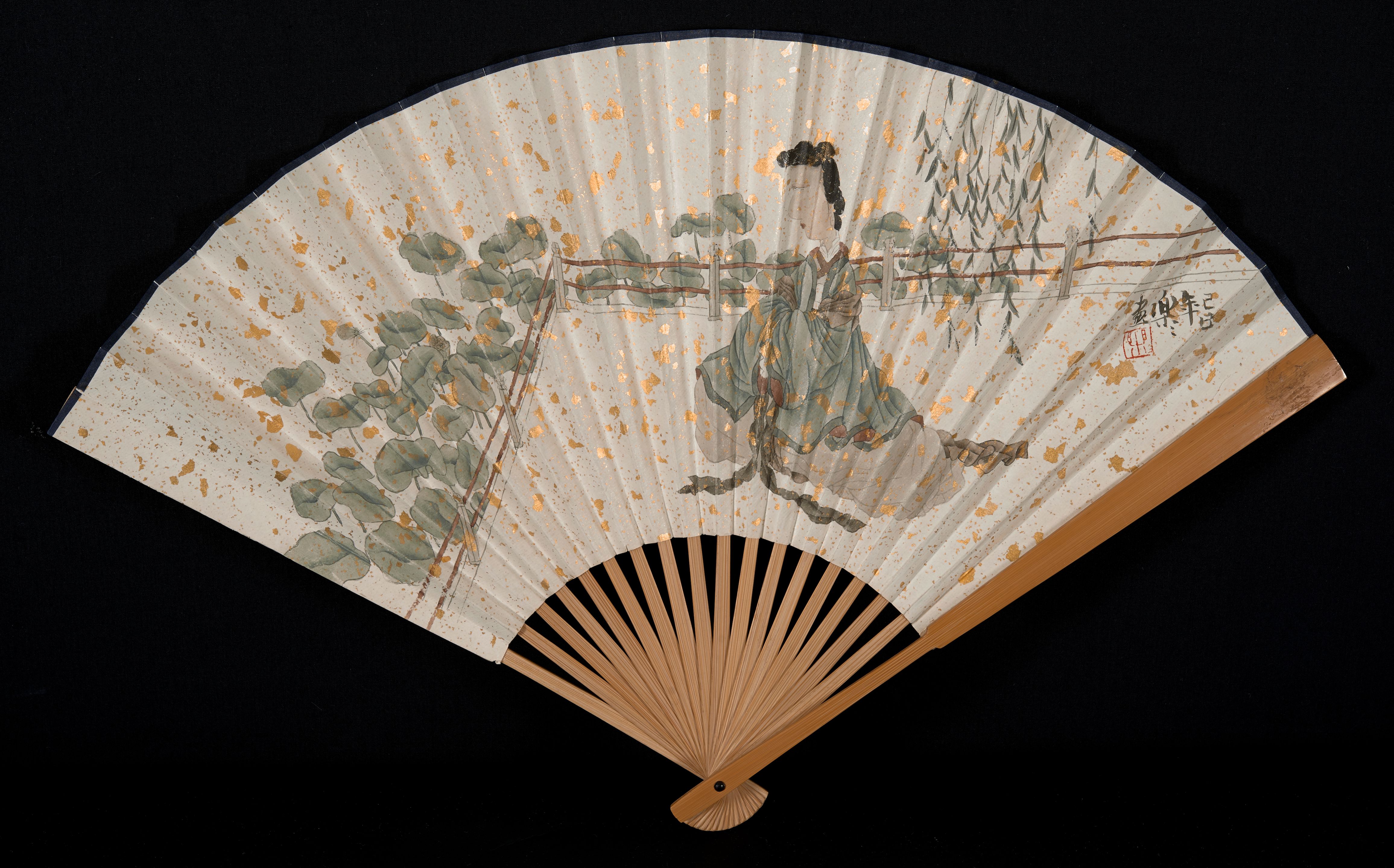 Bonhams : Xu Lele (b.1955) Lady by the Lotus Pond