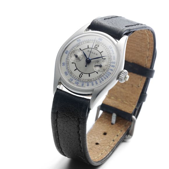 Bonhams : Rolex. A fine and rare single button chronograph wristwatch ...