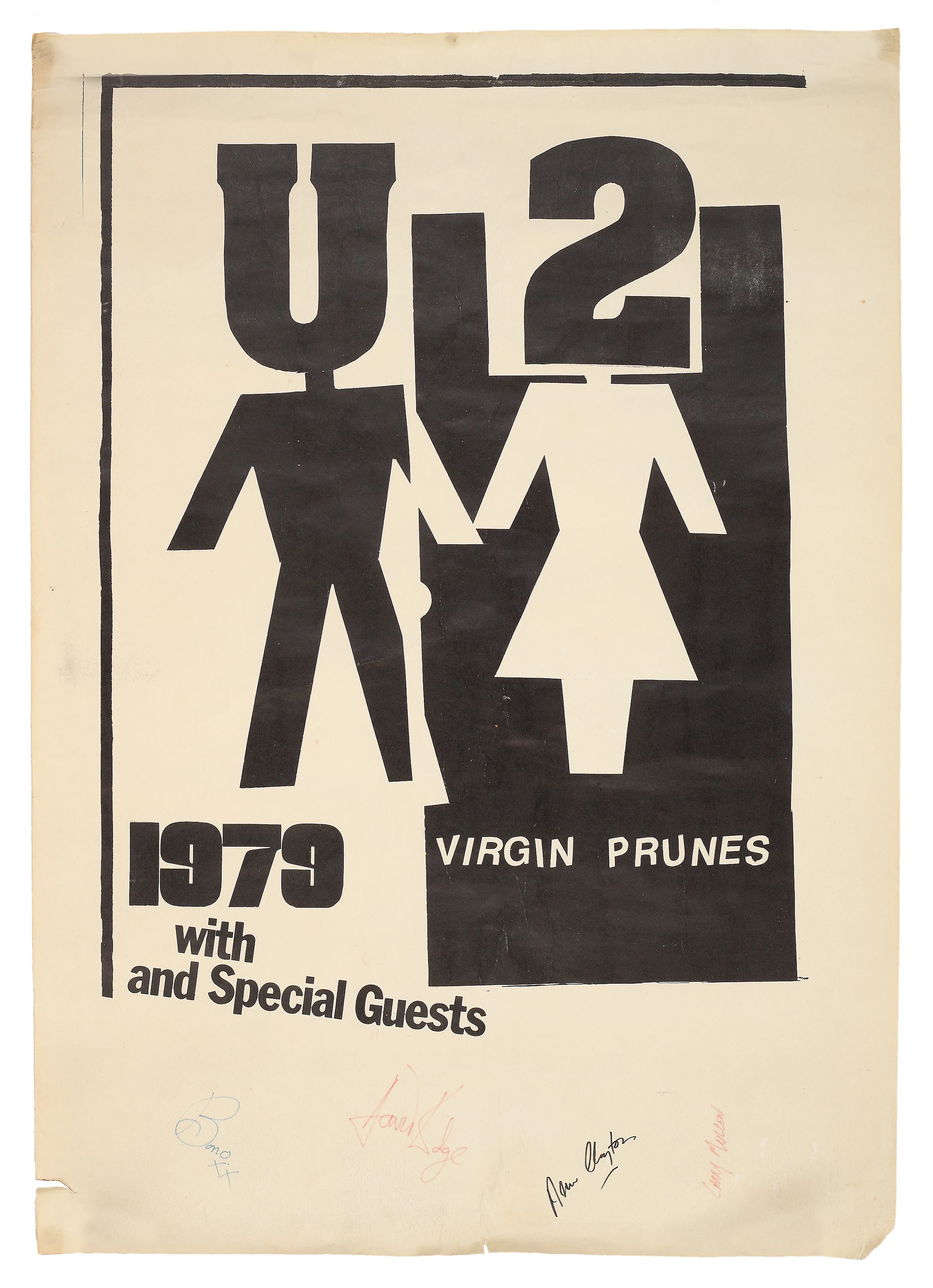 Bonhams : U2 A rare, autographed concert poster, dated 1979,