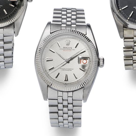 Bonhams : Rolex. A stainless steel automatic calendar bracelet watch ...