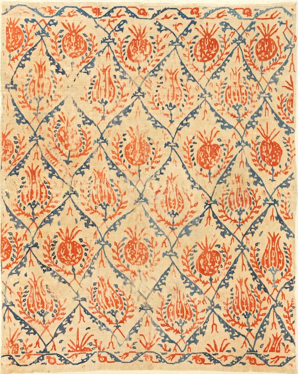 Bonhams : An Ottoman silk-embroidered linen Panel Turkey, 18th Century