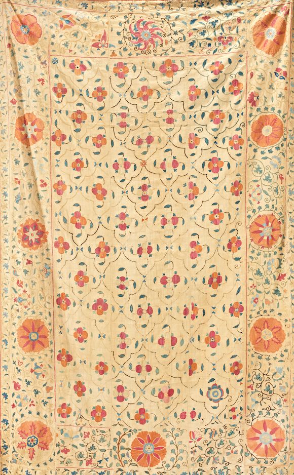 Bonhams : A Bokhara silk-embroidered linen Panel (susani) Uzbekistan ...
