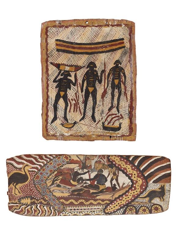 Bonhams : Mervyn Roughsey Untitled 41.0 x 30.0cm and 16.0 x 68.0cm