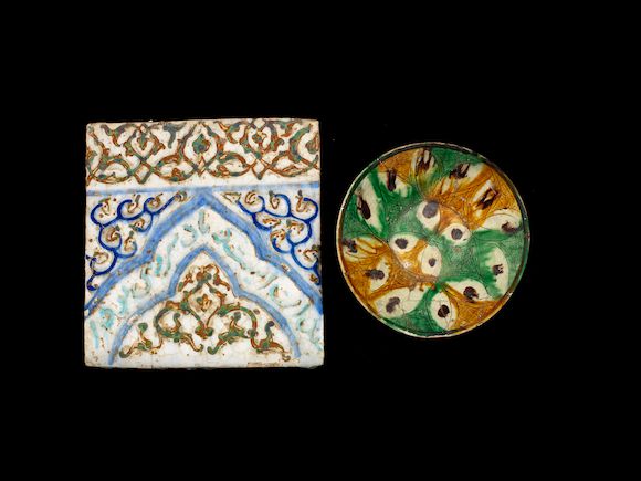 Bonhams : A Timurid moulded pottery tile and a Samanid splashware ...