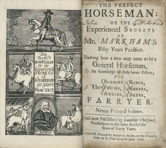 Bonhams : MARKHAM (GERVASE) The Perfect Horseman: or the Experienced ...
