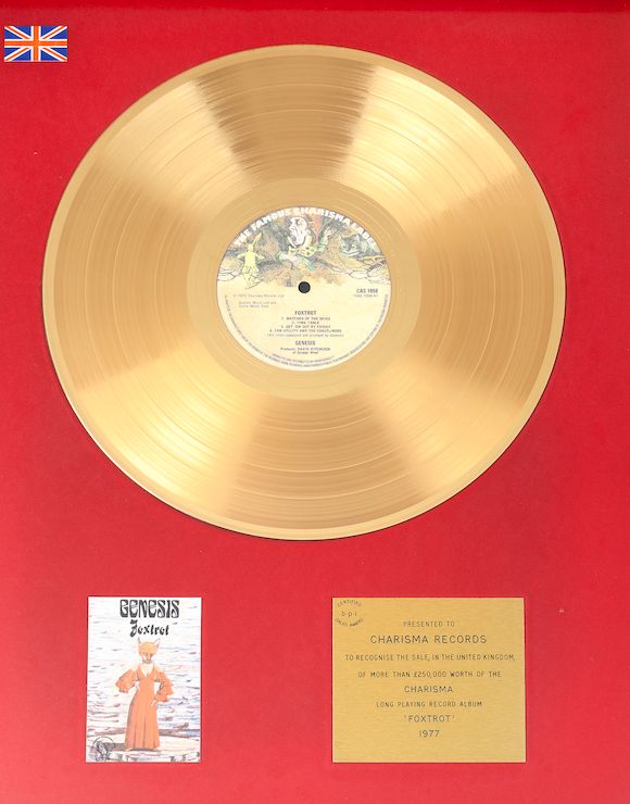 Bonhams : Genesis A BPI 'Gold' award for the album 'Foxtrot', presented ...