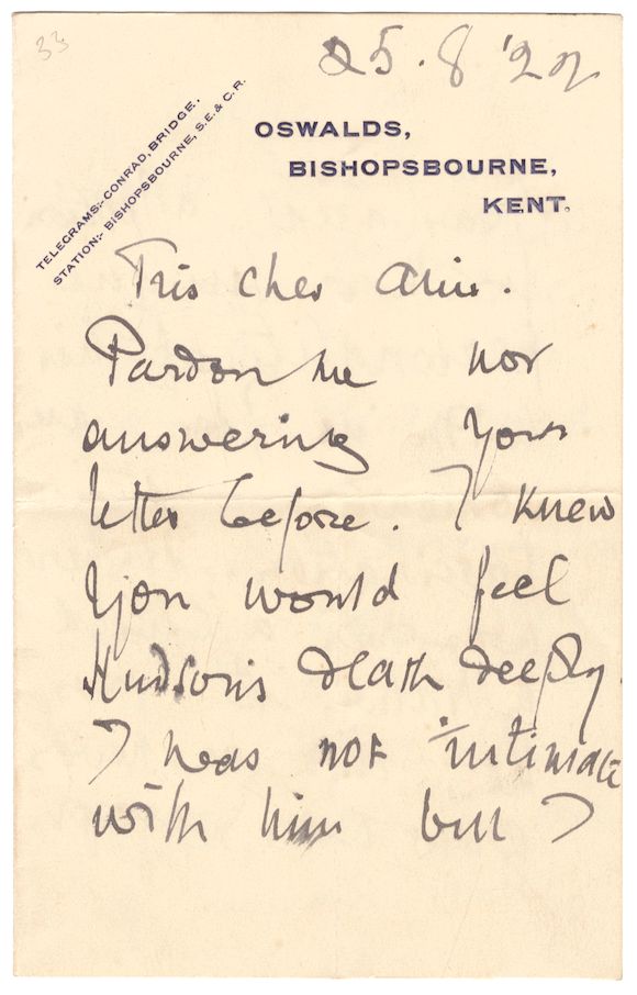 Bonhams : CONRAD (JOSEPH) Autograph letter signed ("J. Conrad"), to R.B ...