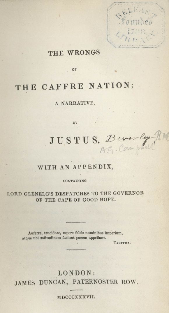 Bonhams : SOUTH AFRICA - KAFFIR - BEVERLEY (ROBERT MACKENZIE) The ...