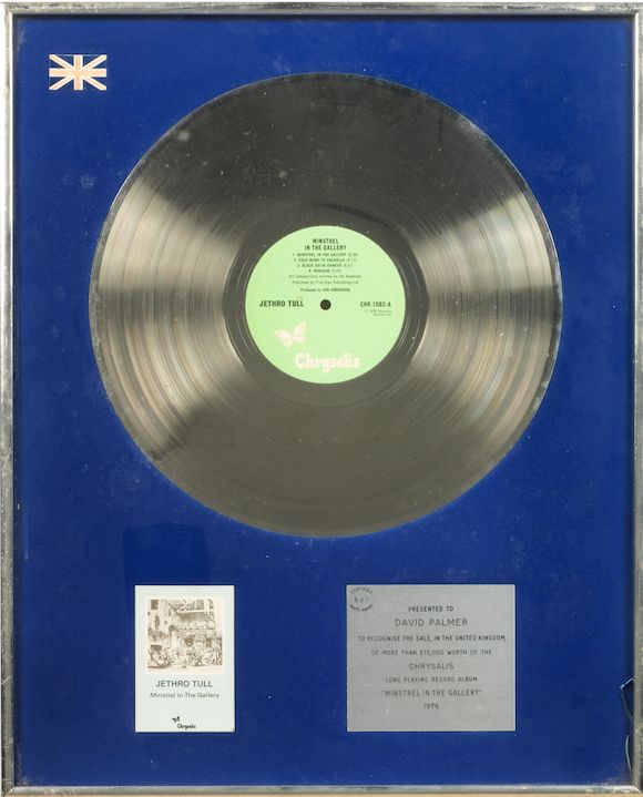 Bonhams : Jethro Tull: David Palmer's BPI 'Silver' sales award for the ...