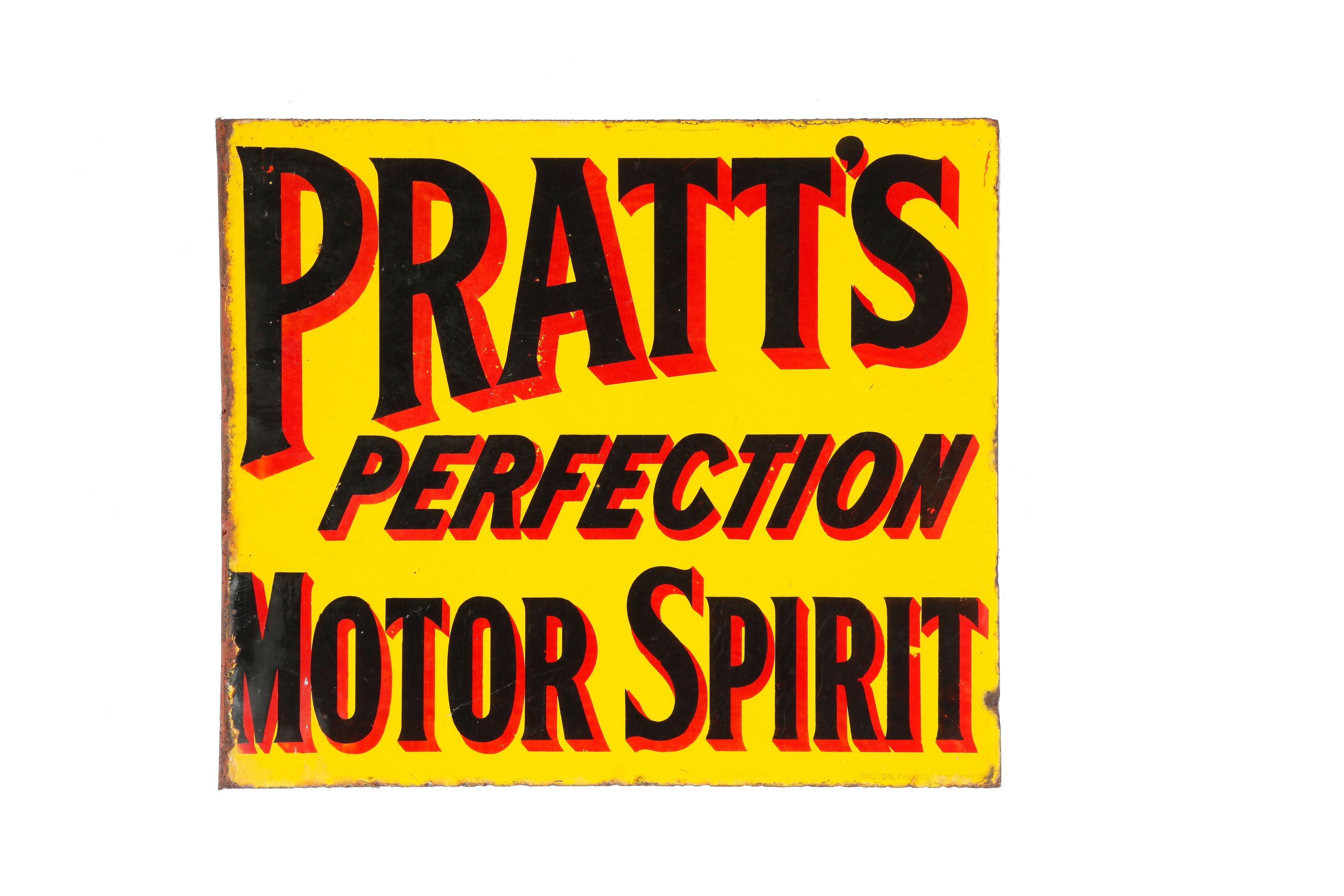 Bonhams Cars : A Pratt's Perfection Motor Spirit enamel sign,