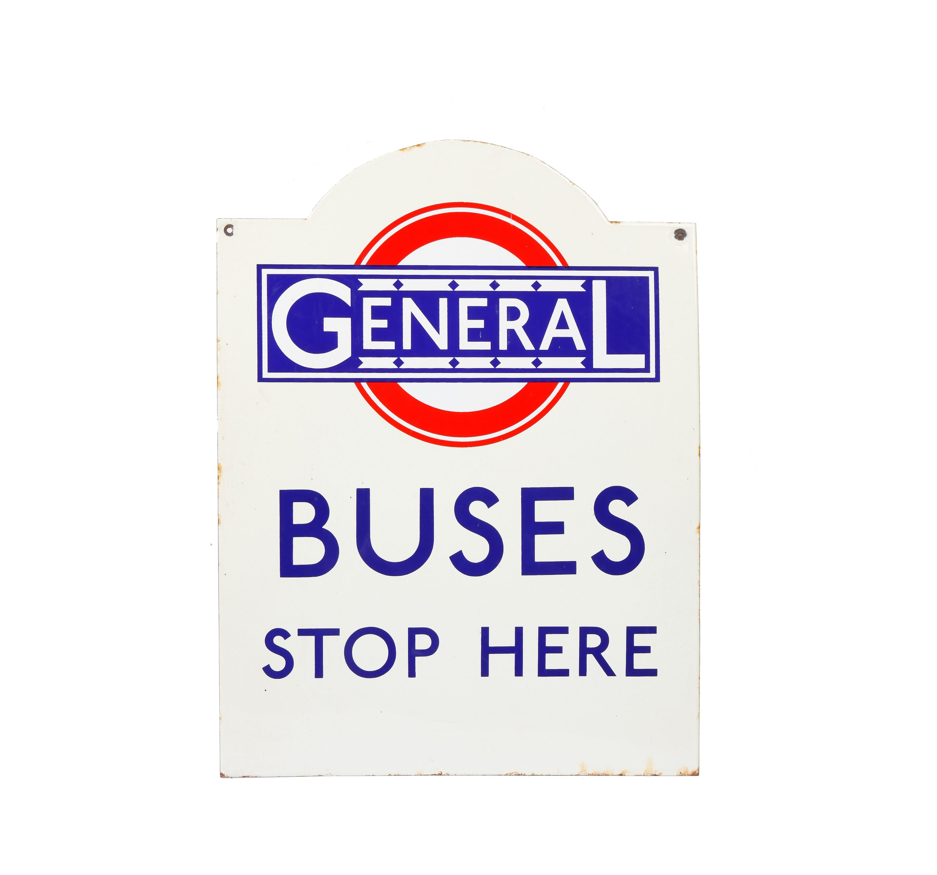 Bonhams Cars : A London General 'Buses Stop Here' enamel sign,