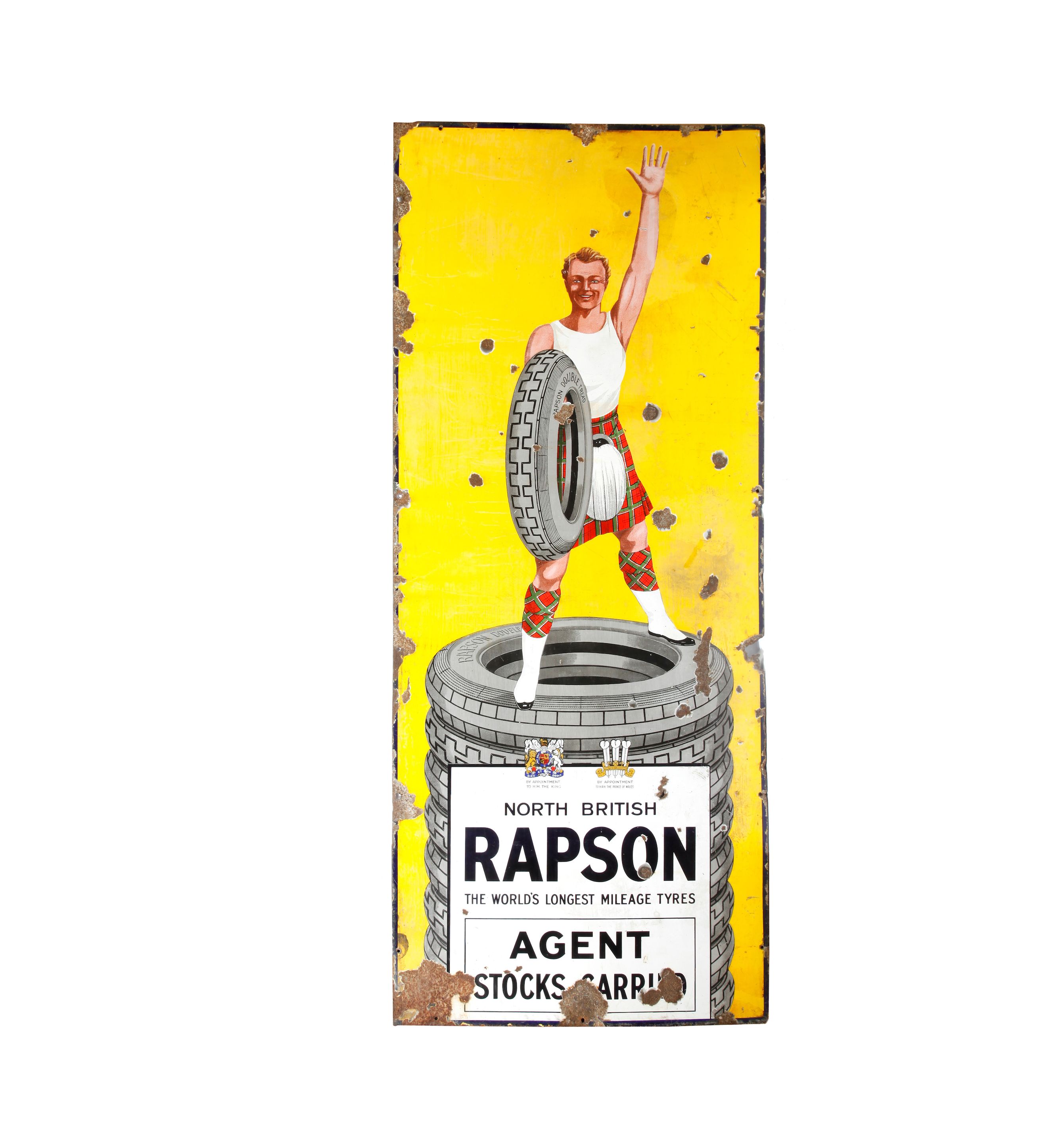 Bonhams Cars : A rare 'North British Rapson Agent' enamel sign,