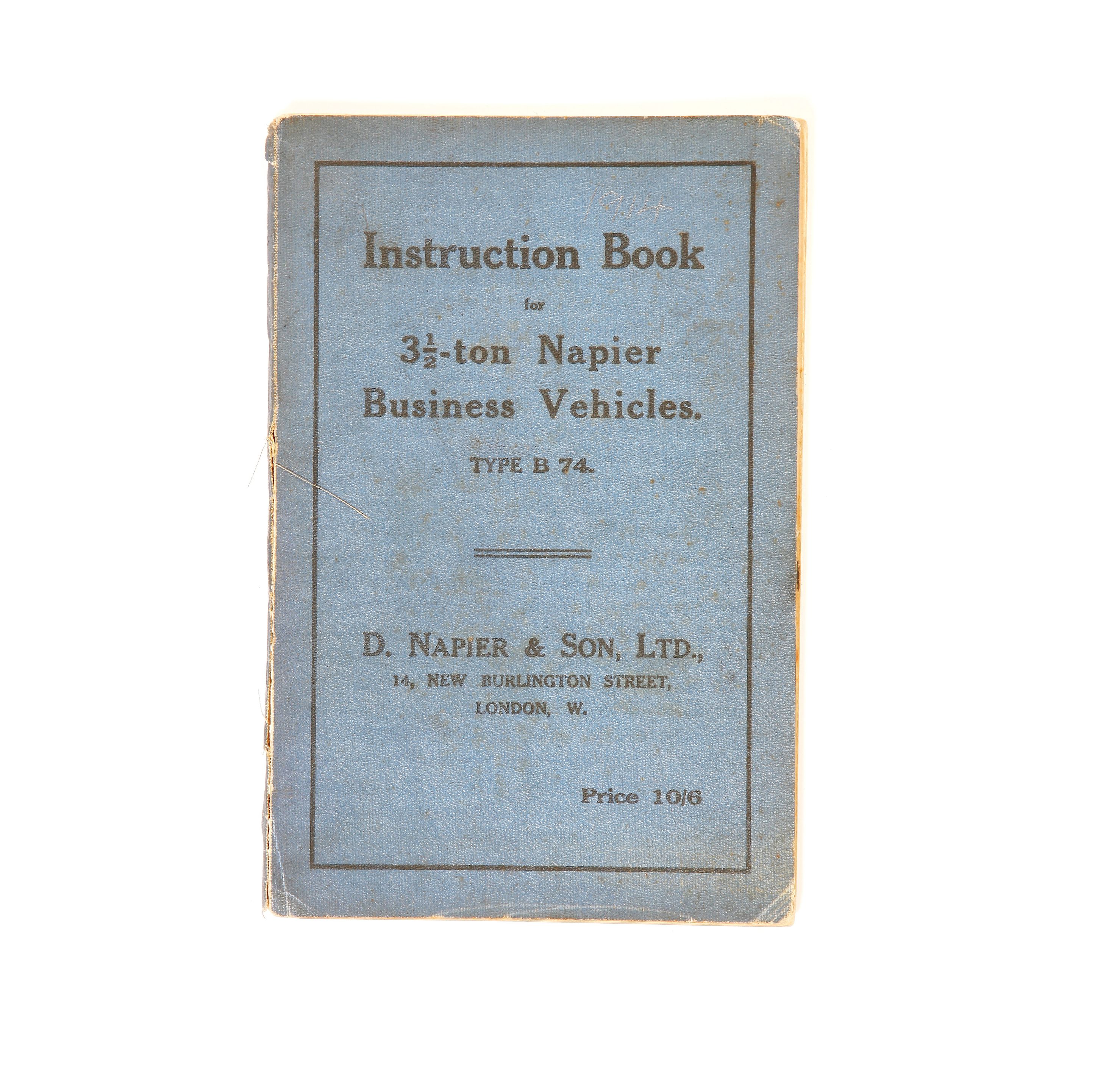 Bonhams Cars : A Napier Instruction book, circa 1914,