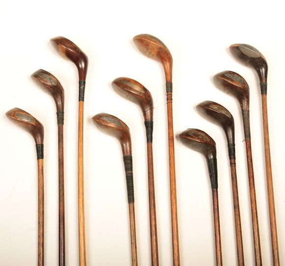 Bonhams : A large collection of wooden shafted clubs in playable ...