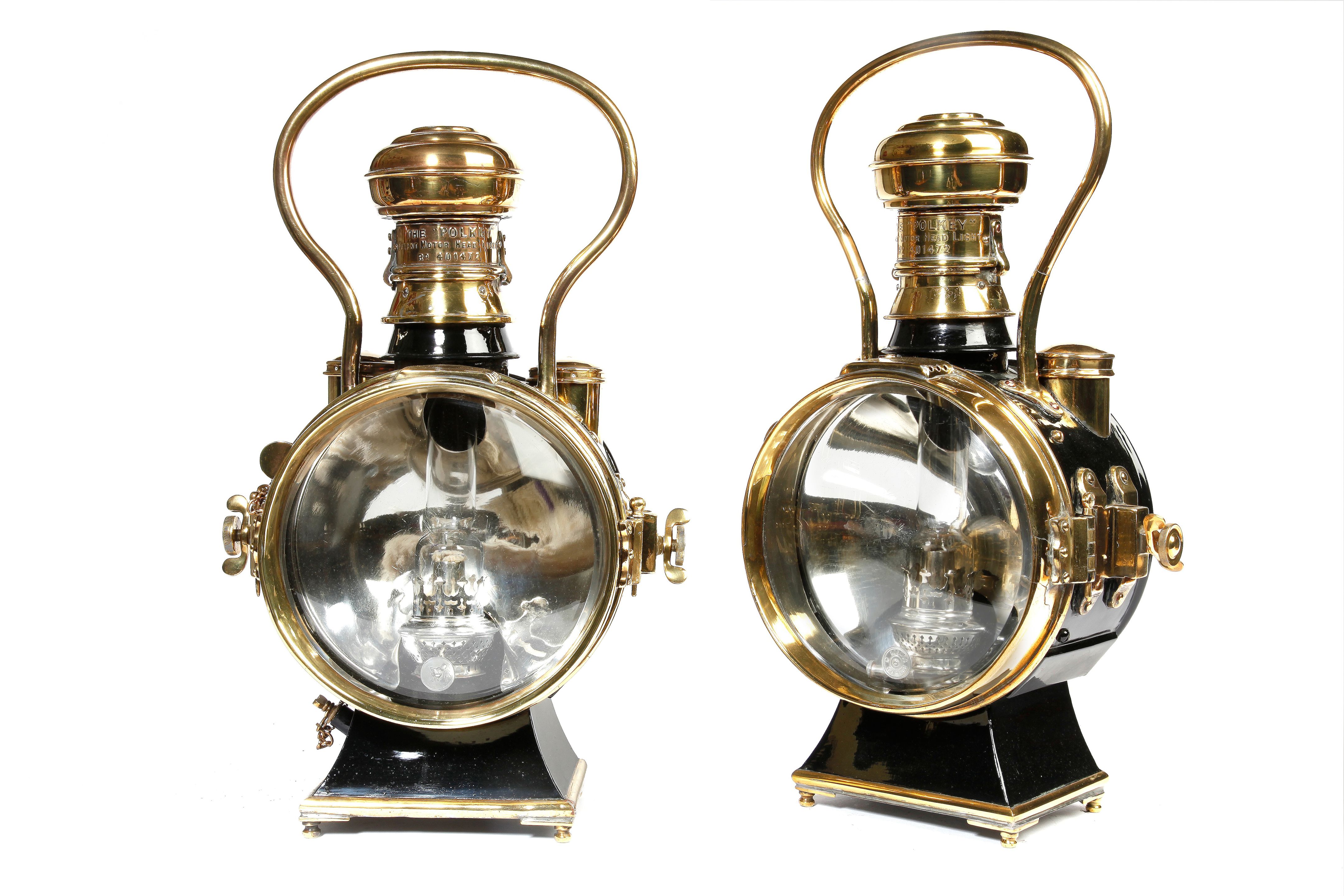 Bonhams Cars : A good pair of 'The Polkey' oil illuminated head lamps ...