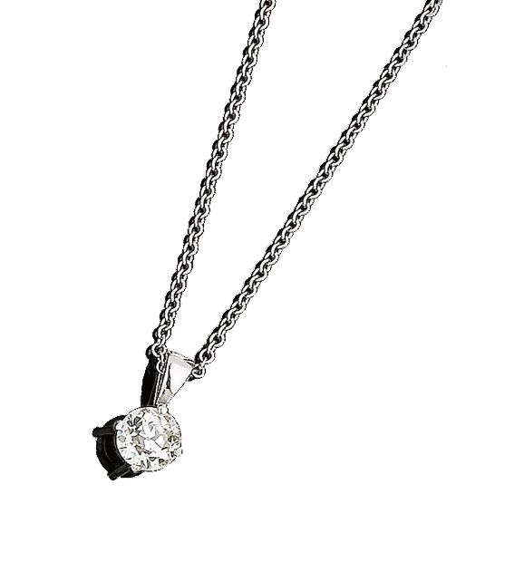 Bonhams : A diamond single-stone pendant necklace