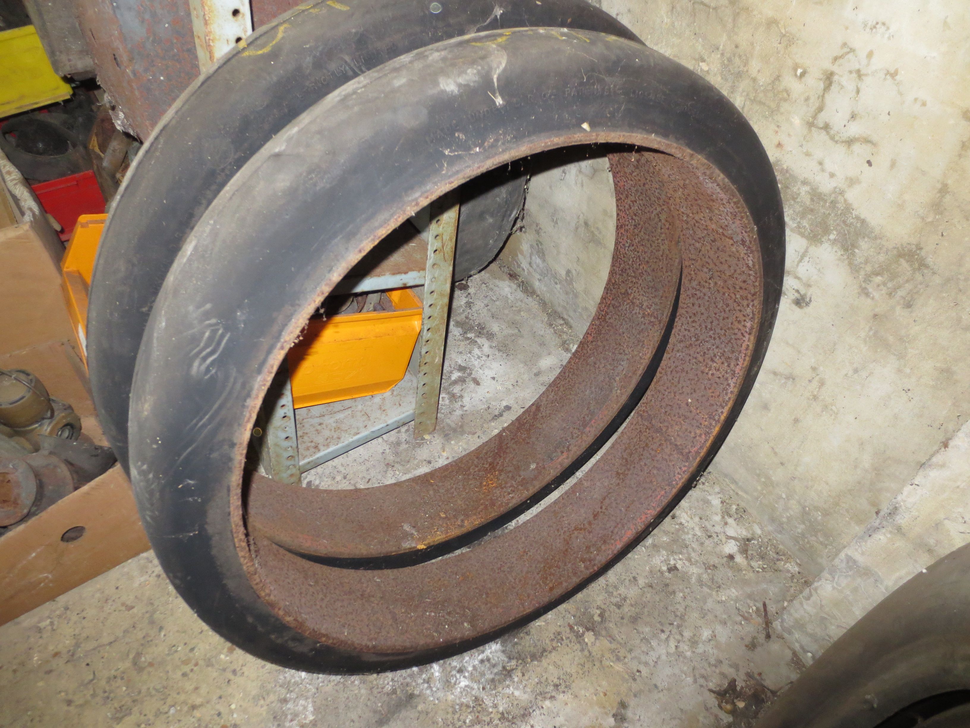 Bonhams Cars : A pair of 140 x 670 Dunlop solid rubber tyres,