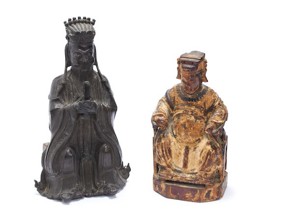 Bonhams : A late 19th Century bronze Emperor figure and late Ming ...
