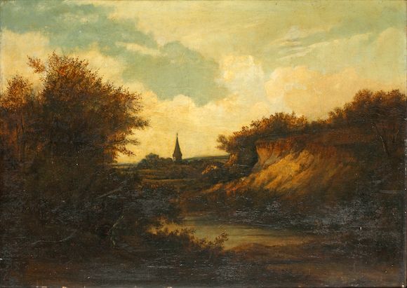 Bonhams : English School, 19th century A man gathering sticks in a ...