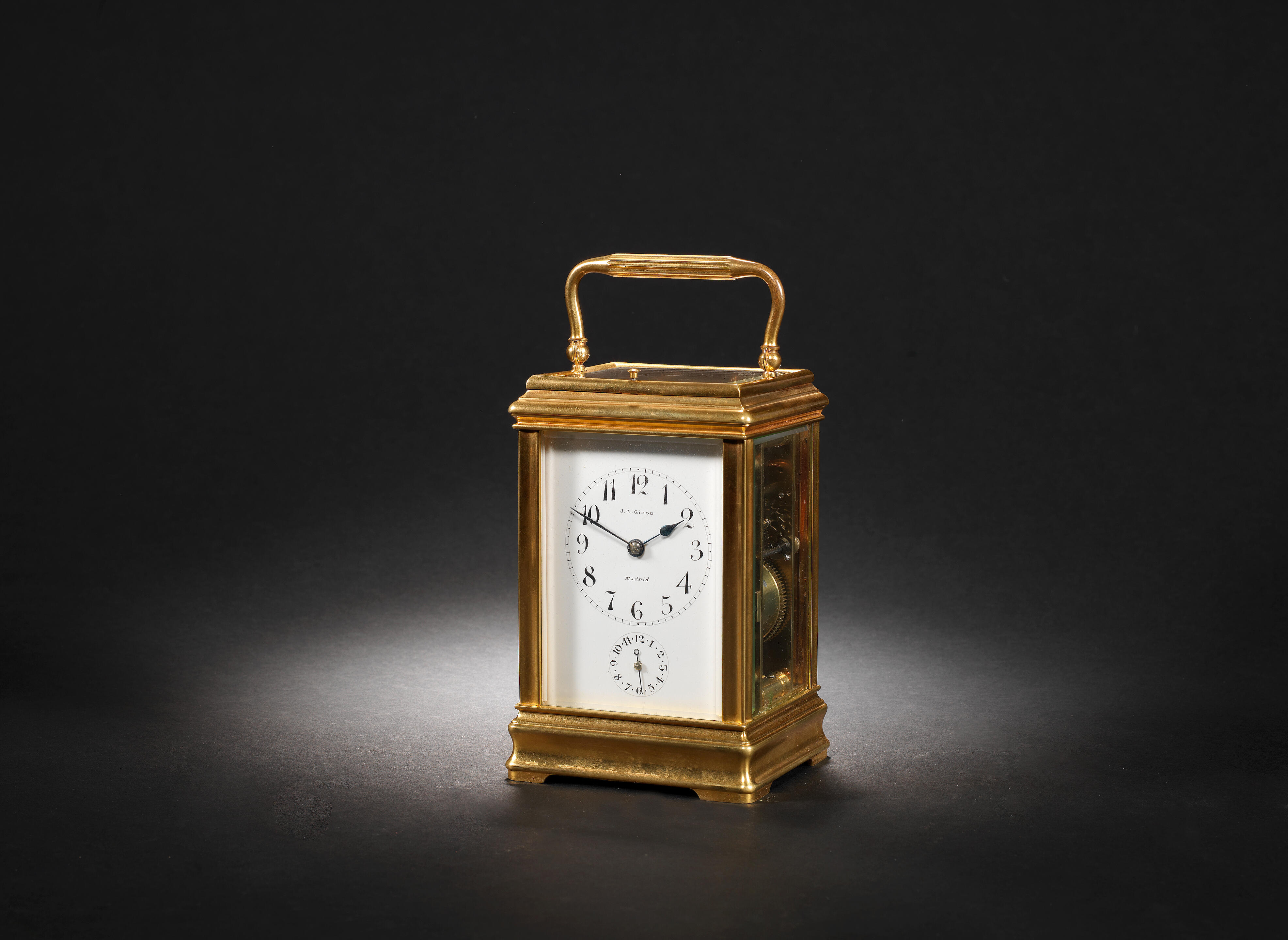 Bonhams : A late 19th century French gilt brass grande sonnerie carriage clock in case Retailed ...