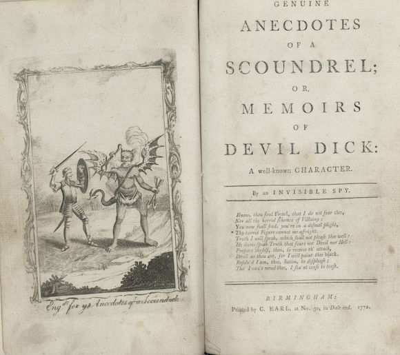 Bonhams : DEFOE (DANIEL) Genuine Anecdotes of a Scoundrel; Or, Memoirs ...