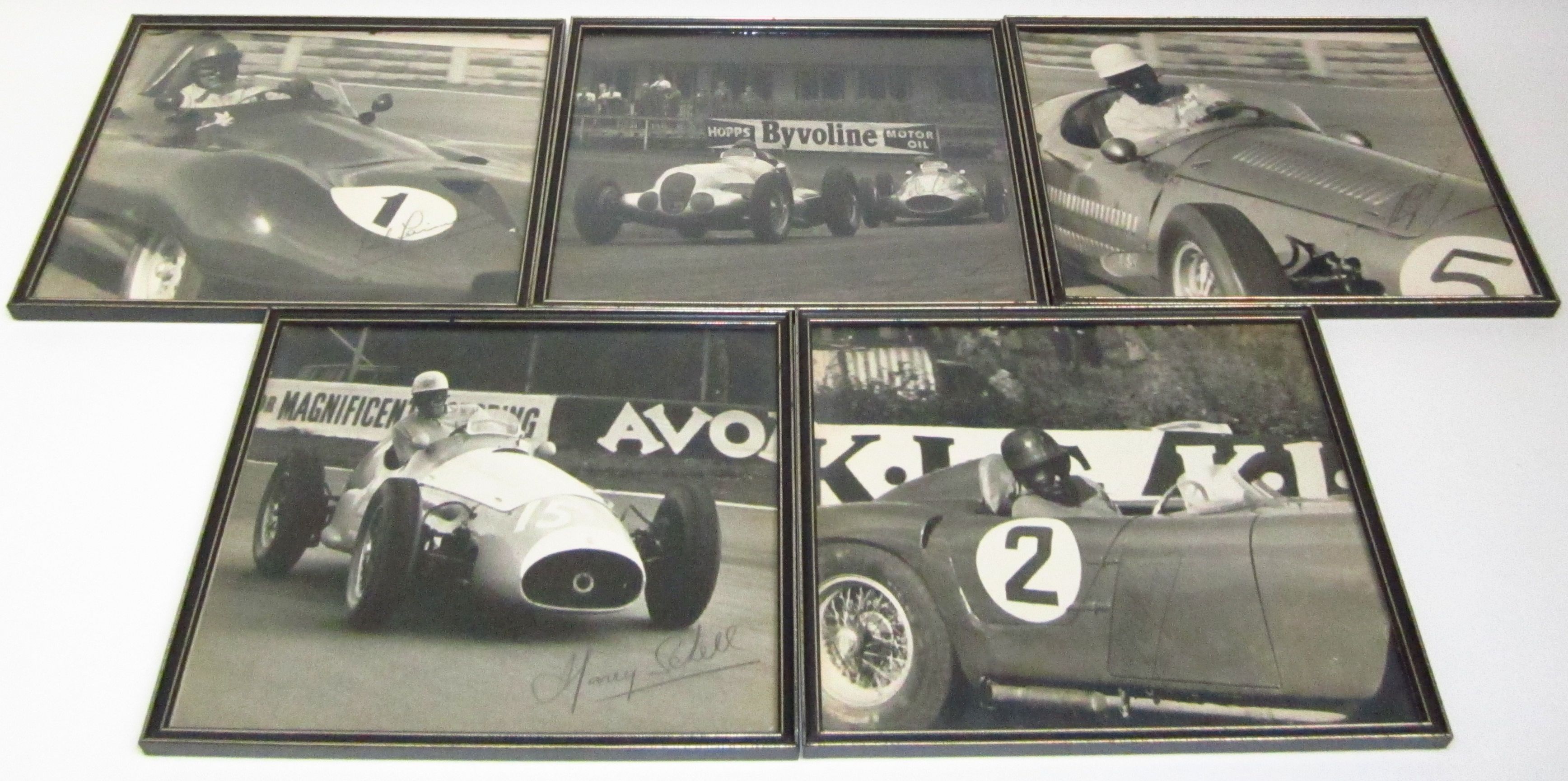 Bonhams Cars : Five signed photographs of racing cars/drivers,