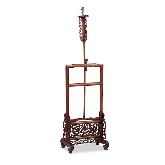 Bonhams : A hardwood adjustable lamp stand 19th century