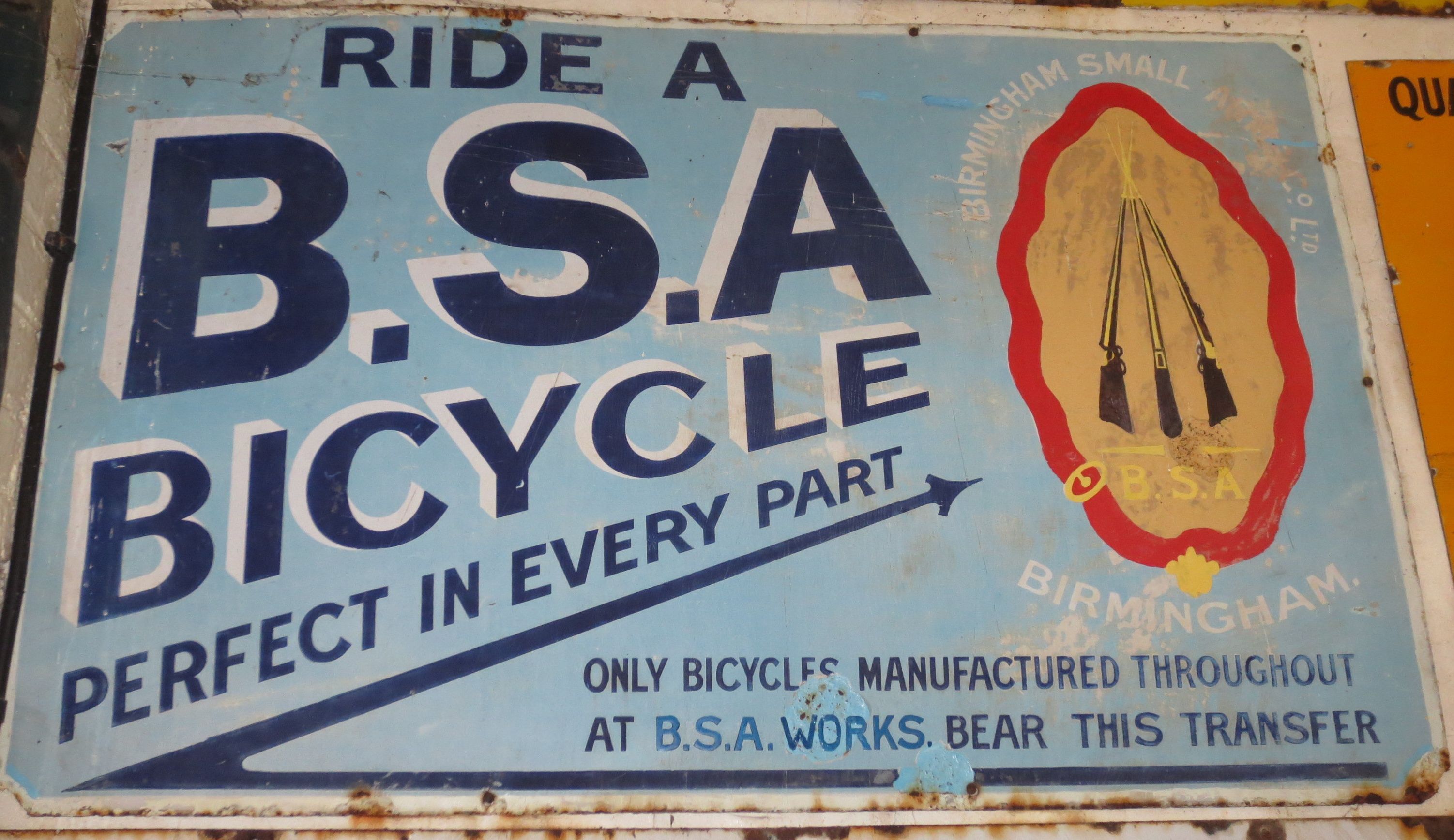 Bonhams Cars : A 'Ride a B.S.A Bicycle' enamel sign,