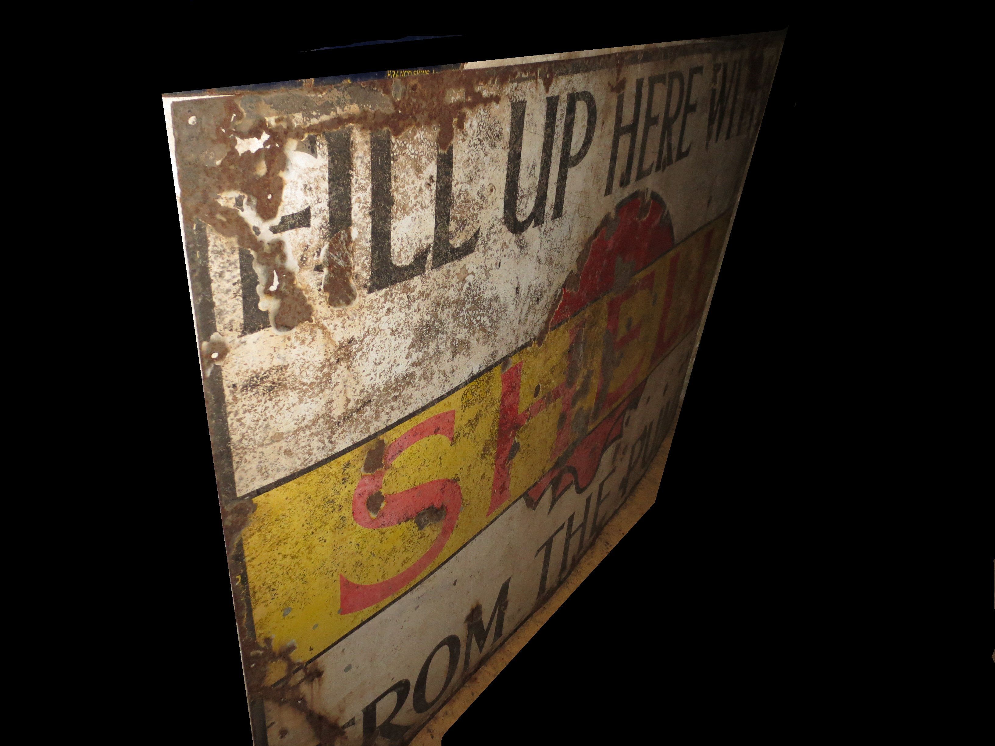 Bonhams Cars : Two large Shell enamel signs,