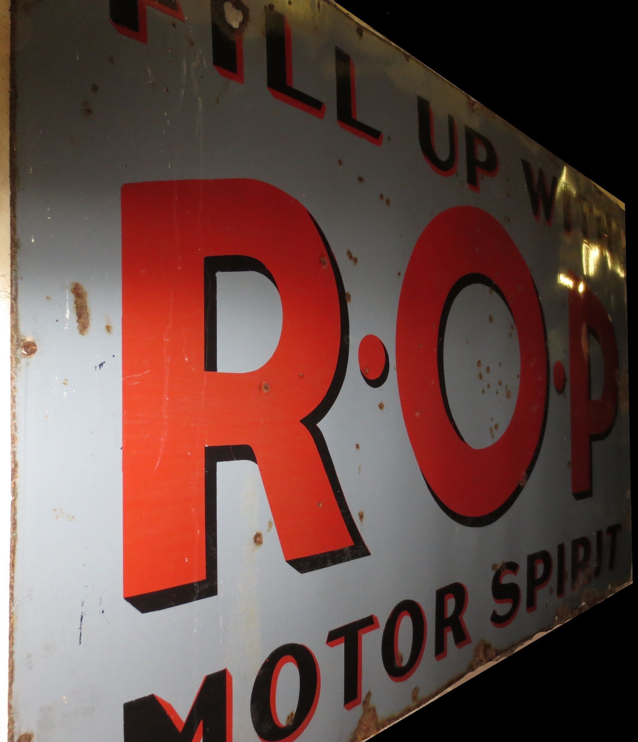 Bonhams Cars : An ROP Motor Spirit enamel sign,