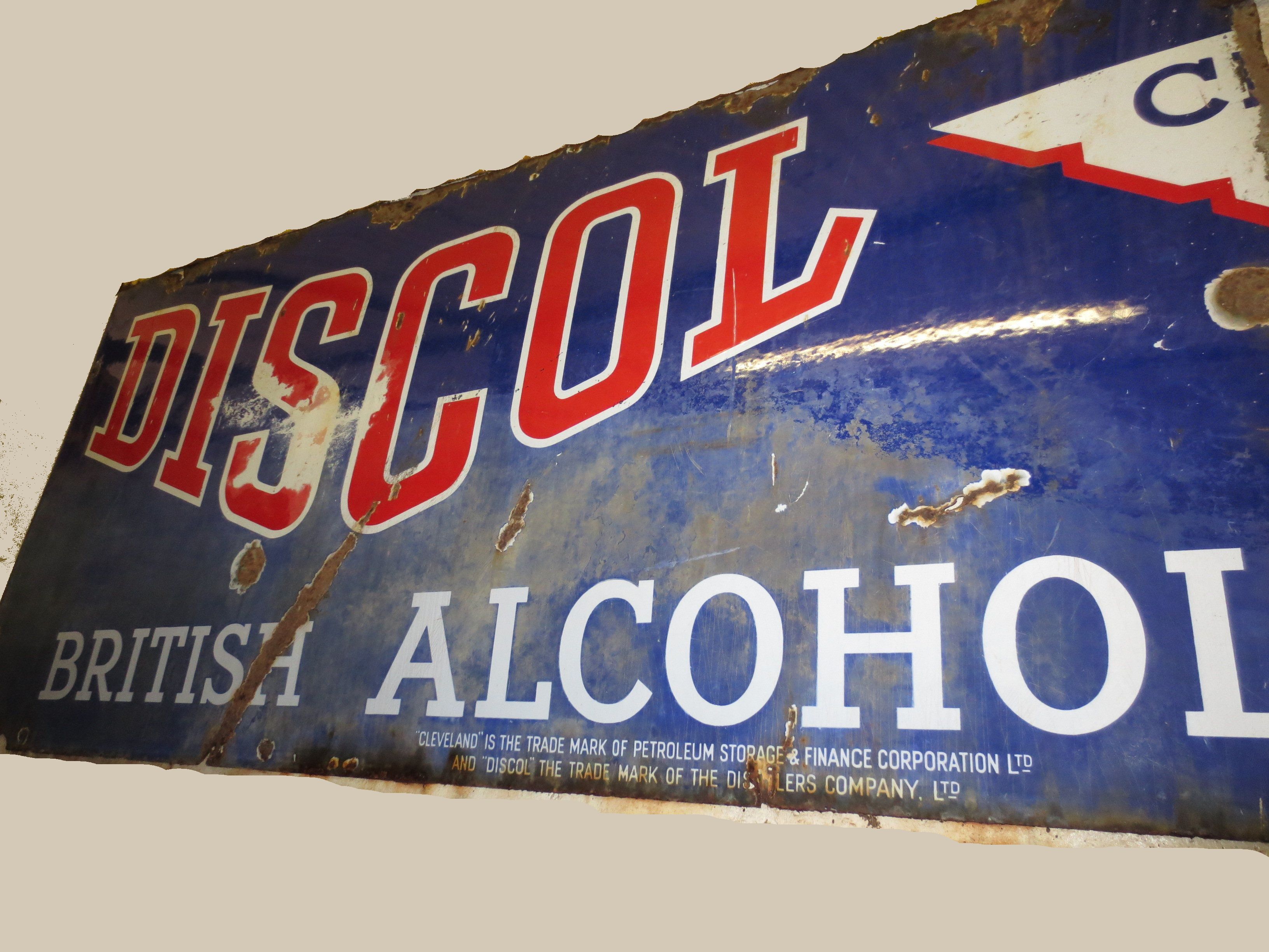 Bonhams Cars : A Cleveland Discol 'British Alcohol' enamel sign,