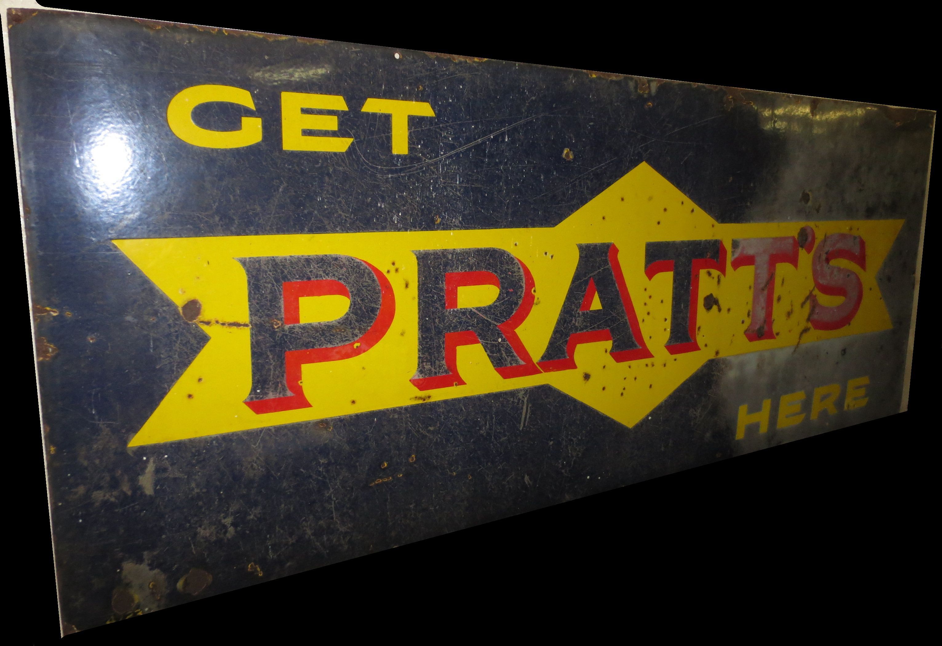 Bonhams Cars : A 'Get Pratt's Here' enamel sign, 1923,