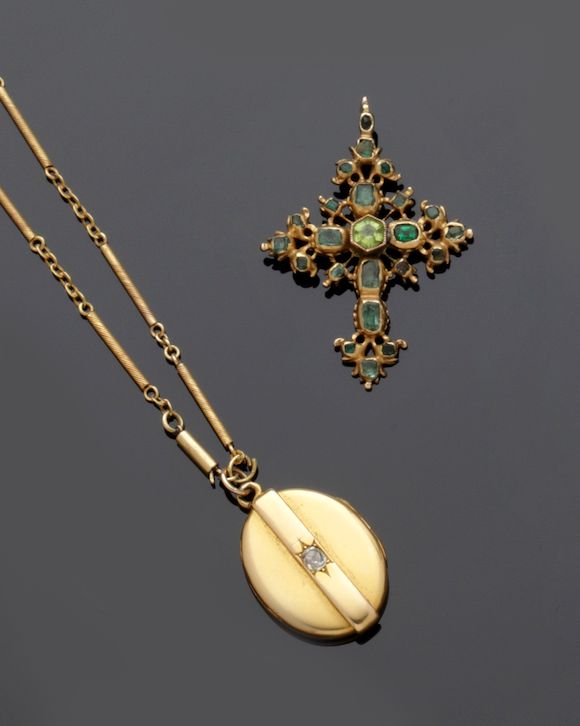 Bonhams : A late 19th/early 20th century Iberian gem set cross pendant ...