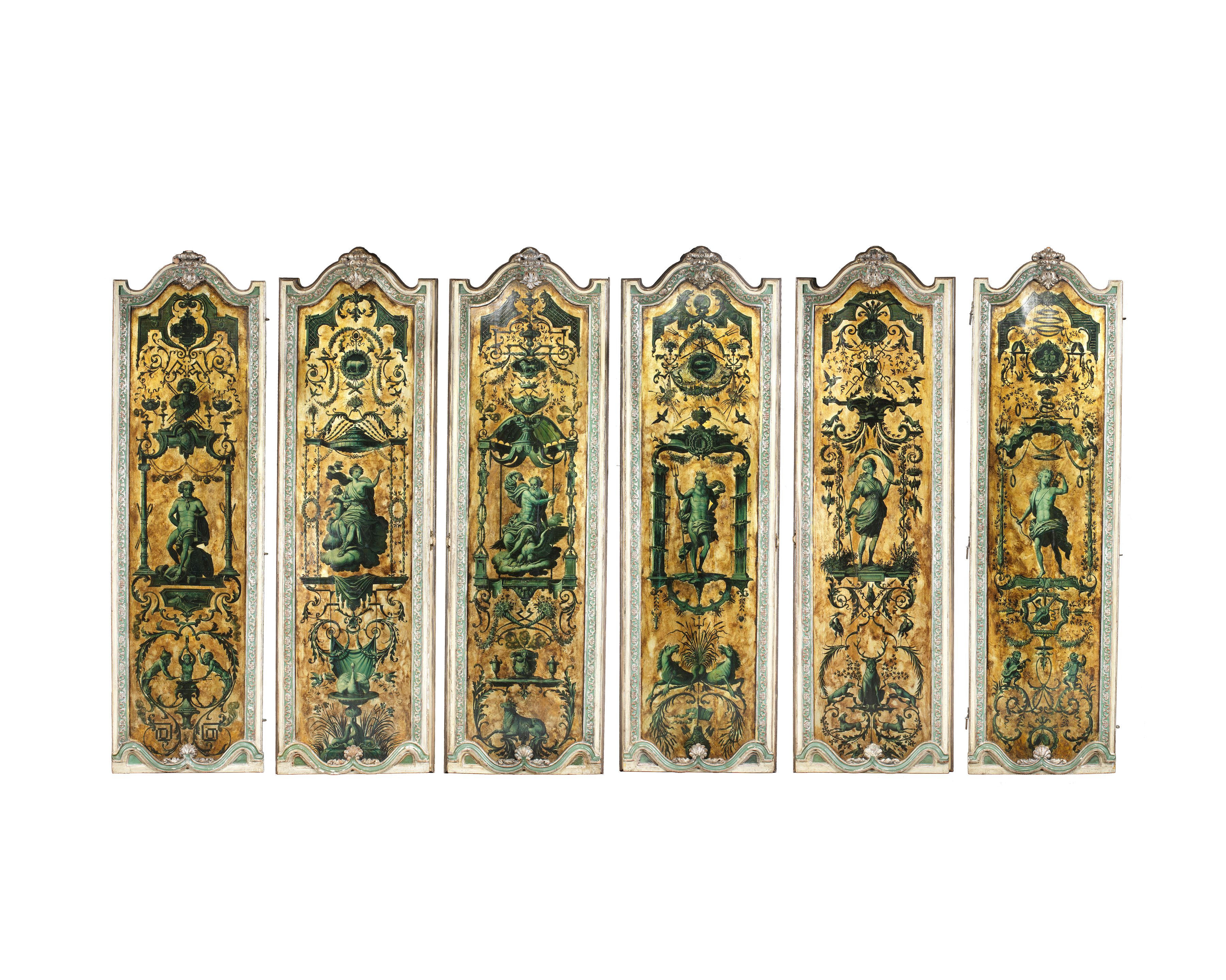 Bonhams : A set of six painted wood panels after the Twelve Months ...