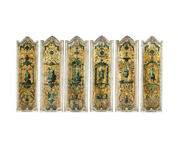 Bonhams : A set of six painted wood panels after the Twelve Months ...