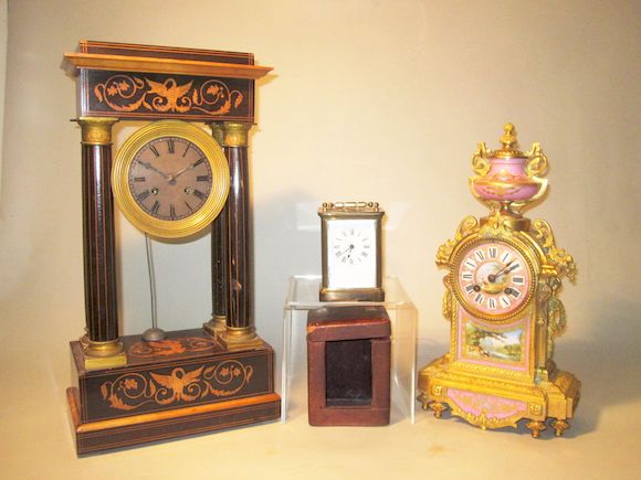 Bonhams : A French gilt metal and porcelain mounted mantel clock ...