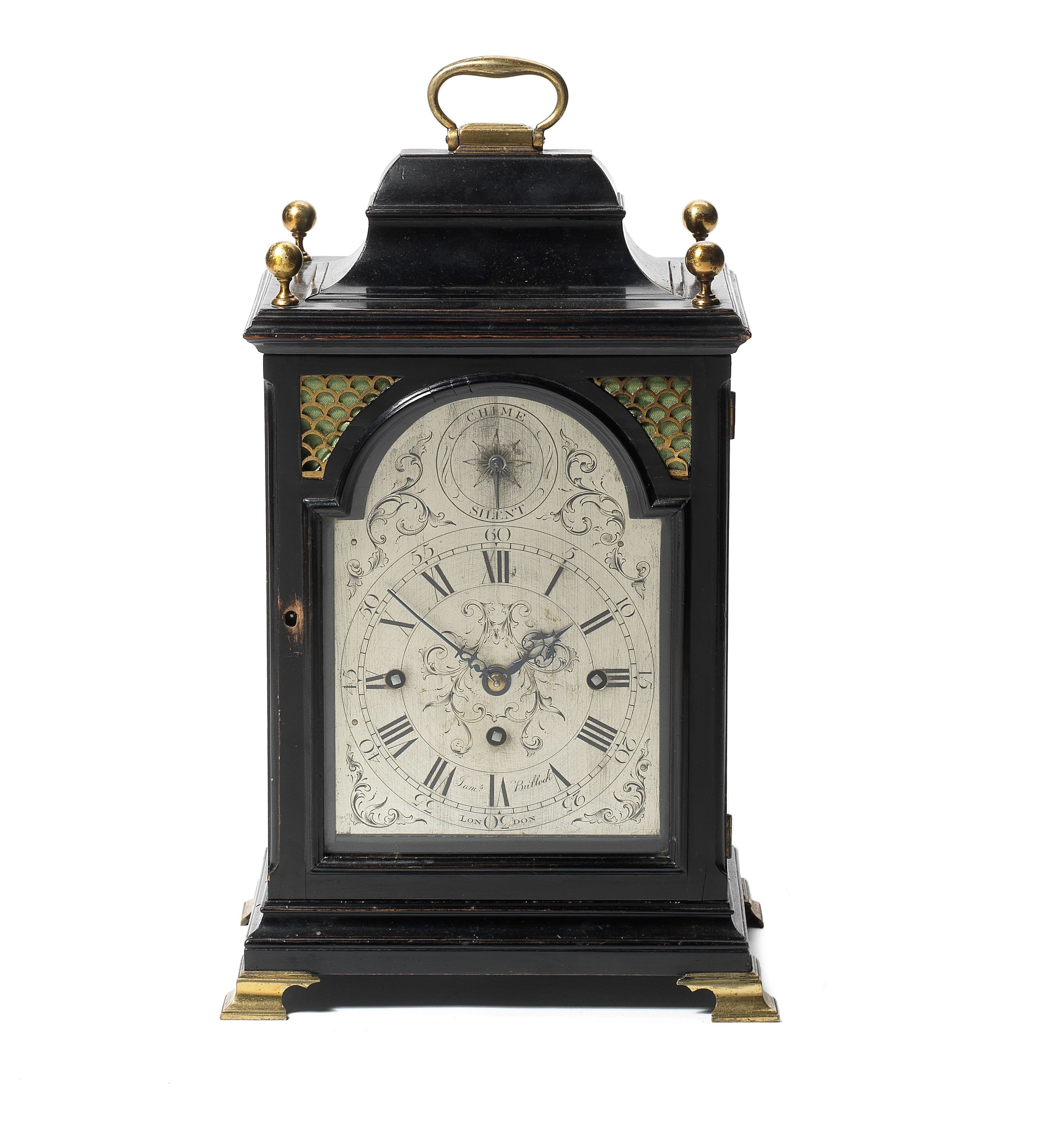 Bonhams : An interesting ebonised quarter chiming table clock of small ...