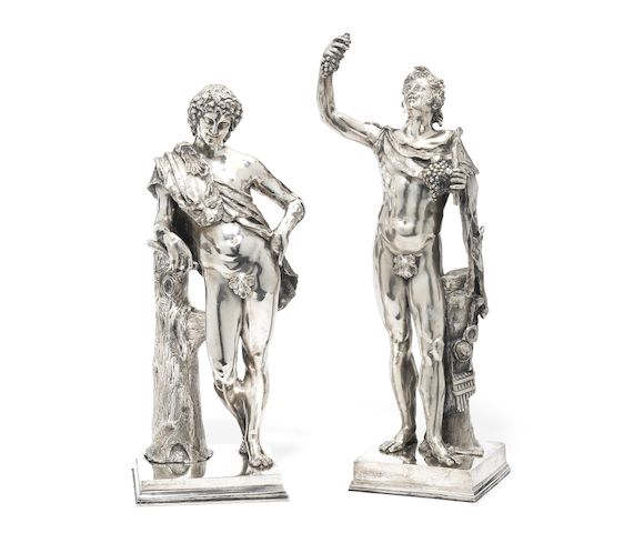 Bonhams : A pair of 20th century Italian silver plated figures of Pan ...
