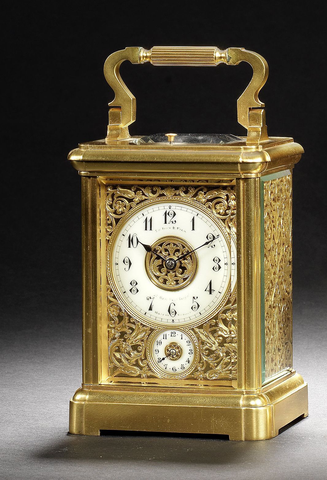Bonhams : A late 19th century French gilt brass carriage clock with Le ...